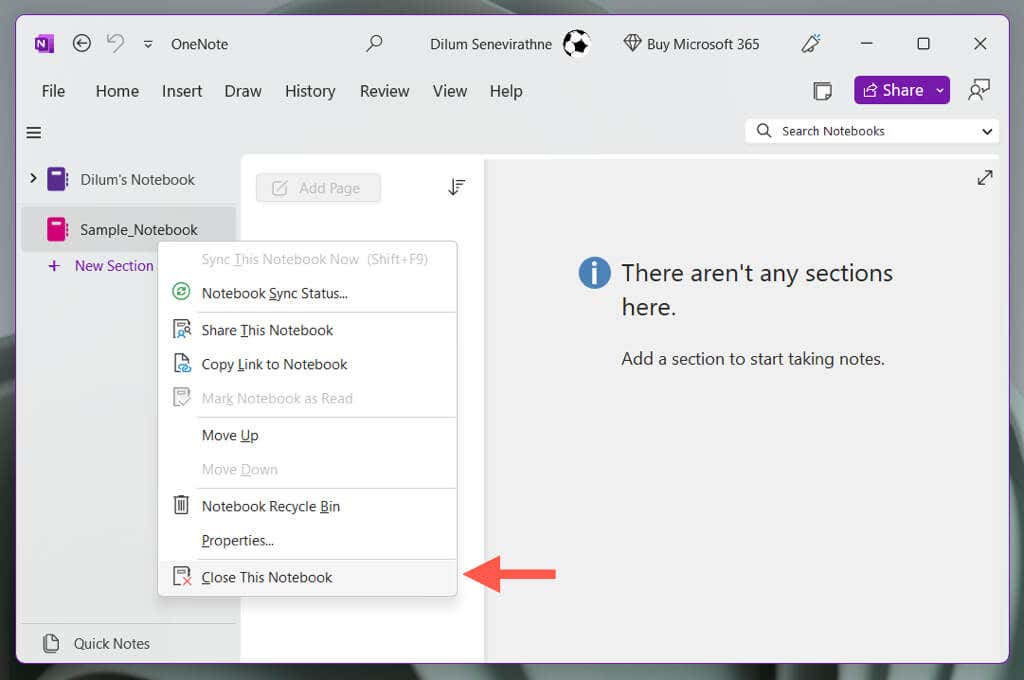 Πώς να διαγράψετε ένα σημειωματάριο στο Microsoft OneNote